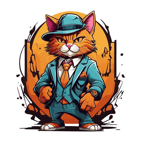Ai Generated Cute Mafia Cat Character Cartoon Illustration Clear