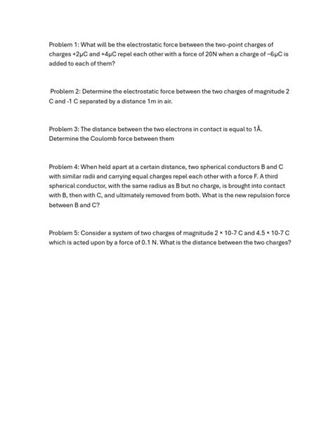 Coulombs Law Practice Problems Pdf