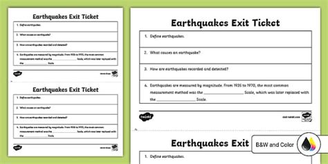 Earthquakes Exit Ticket For Th Th Grade Twinkl