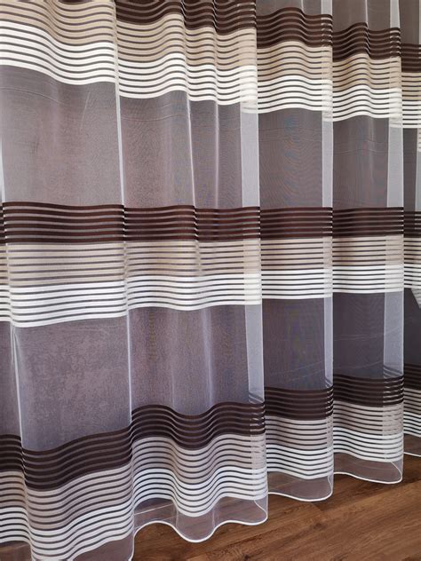 Тюль зі смугою в коричневих тонах купити за найкращою ціною в Хмельницькому від компанії