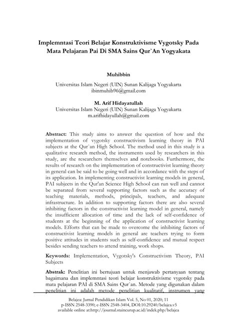 PDF Implemntasi Teori Belajar Konstruktivisme Vygotsky Pada Mata