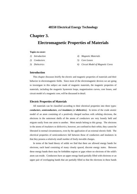Pdf Chapter 3 Electromagnetic Properties Of Materialsserviceseng