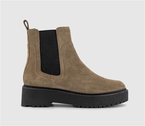 Office Aura Chunky Chelsea Boot Taupe Suede Womens Ankle Boots