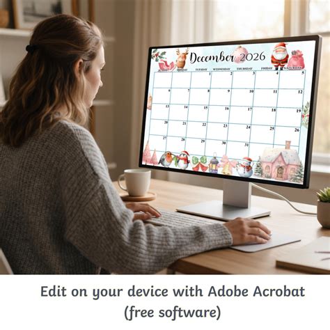 Editable December 2026 Calendar Pdf Editable Printable Planner