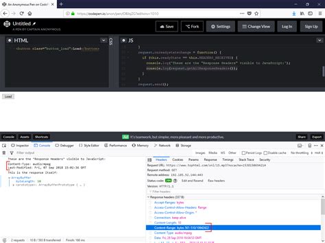 Html Content Range Response Header Not Visible For Javascript