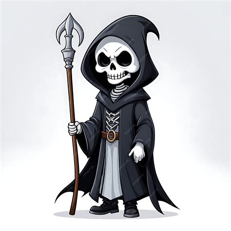 Grim Reaper Skeleton Holding A Spear Premium Ai Generated Image