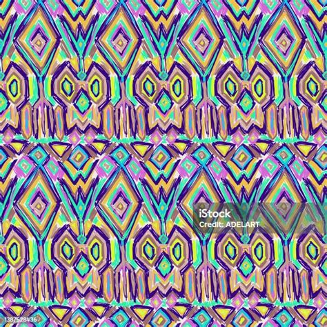 이캇 부족 패턴 민족 의류 직물 히피 넥타이 염료 스타일 배경 커튼 이나 베개 섬유 매끄러운 질감 손으로 그린 효과 텍스처 시보리 바틱 테크닉 홀치기 염색에 대한 스톡 벡터