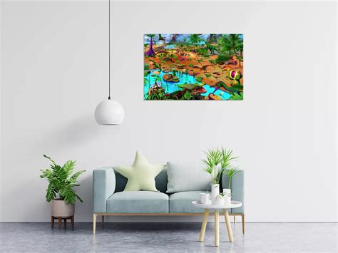Vibrant Triassic Digital Art Featuring Volcanic Wilderness Art Prints