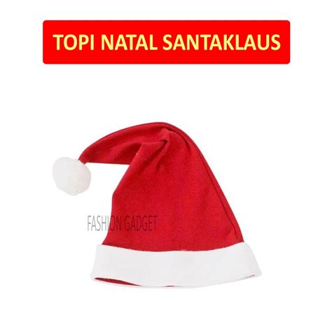 Jual Topi Natal Santa Klaus Dewasa Flanel Polos Merah Topi Santa