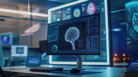 Advanced System Performing Data Analysis On A Sleek Desktop Setup Highlighting Machine Learning