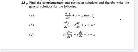 Solved Find The Complementary And Particular Solutions Chegg