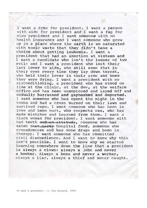 Zoe Leonard Wants A President KBOO