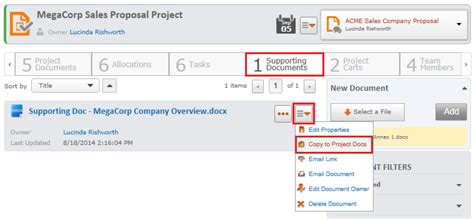 Supporting Documents Copy Supporting Documents To Project Documents
