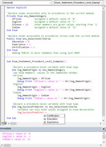The Enum Statement VBA Declaration Statements Master Office VBA