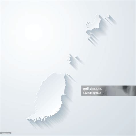 Grenada Map With Paper Cut Effect On Blank Background High Res Vector