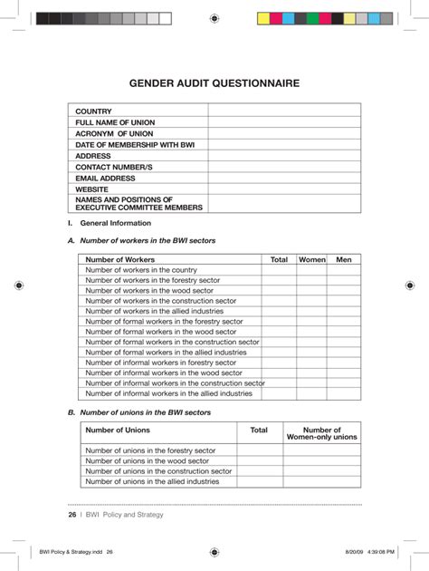 Gender Audit Checklist Fill Online Printable Fillable Blank PdfFiller
