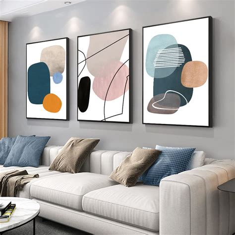 Mplong Wall Art 3 Pieces Of Framed Decorative Paintings Abstract Simple