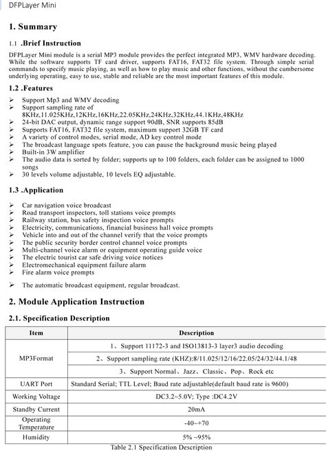 Mp3－tf－16p V10 Dfr0299 Dfplayer Mini Manual