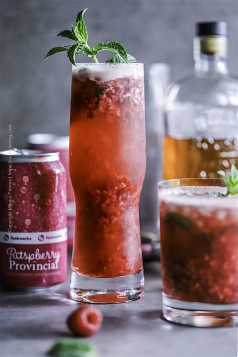 Bourbon Whiskey Smash With Raspberries And Raspberry Ale
