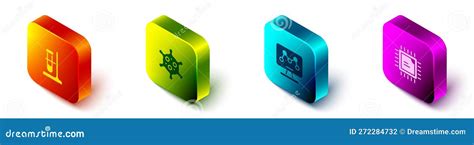 Set Isometric Test Tube Flask On Stand Virus Genetic Engineering And