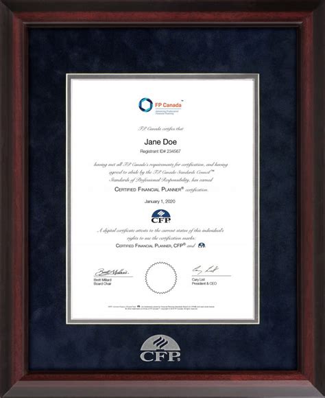 Diploma Frame For Cfp Classic Fp Canada