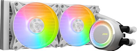 Brandclub Msi Mag Coreliquid E240 White Aio Argb Cpu Liquid Cooler Rotating Cap Design