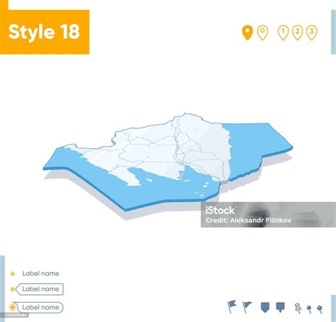 람풍 인도네시아 물과 도로가있는 흰색 배경에 3d지도 그림자가 있는 벡터 맵입니다 0명에 대한 스톡 벡터 아트 및 기타 이미지