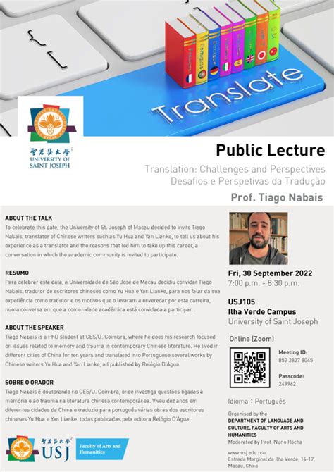 Public Lecture Translation Challenges And Perspectives Desafios E