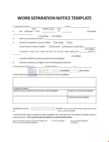 Work Separation Notice