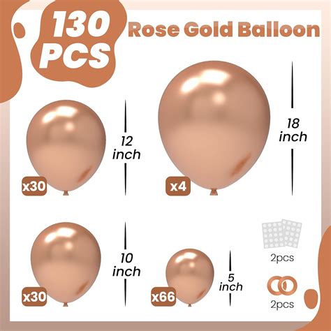 JOYYPOP Juego de 130 globos de oro rosa globos de color oro rosa diferentes tamaños 5 10 12