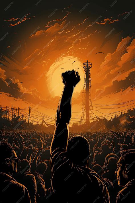 Premium Photo Poster Of A Clenched Fist Breaking Chains With Martin