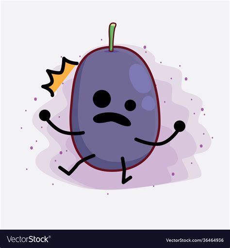 Java Plum Fruit Cute Character With Simple Face Vector Image