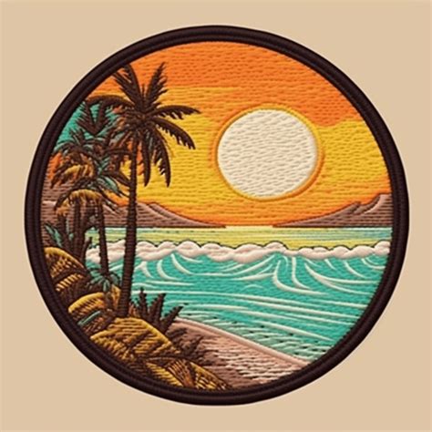 Sunrise Over The Beach Patch Iron Onsew On Custom Applique Vest Jacket Clothing Decorative