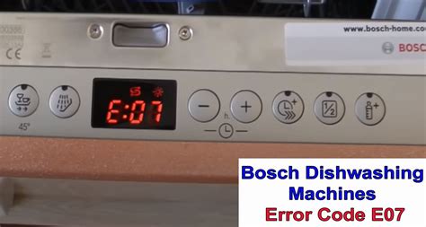 Bosch Dishwasher Error Code E07