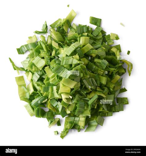 Pile Of Chopped Leek Leaves Edible Lighter Green Leafy Vegetable Ready