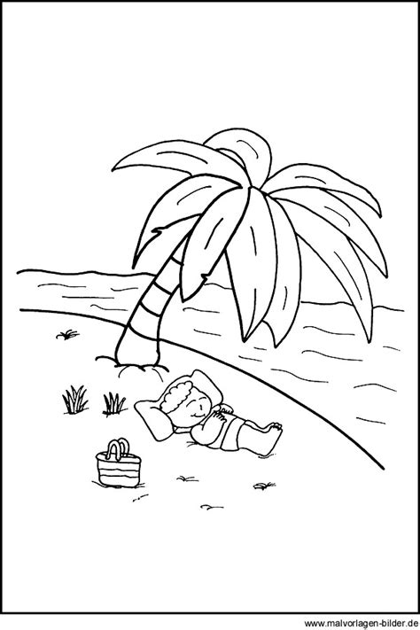 Malvorlage Junge Im Urlaub Am Meer