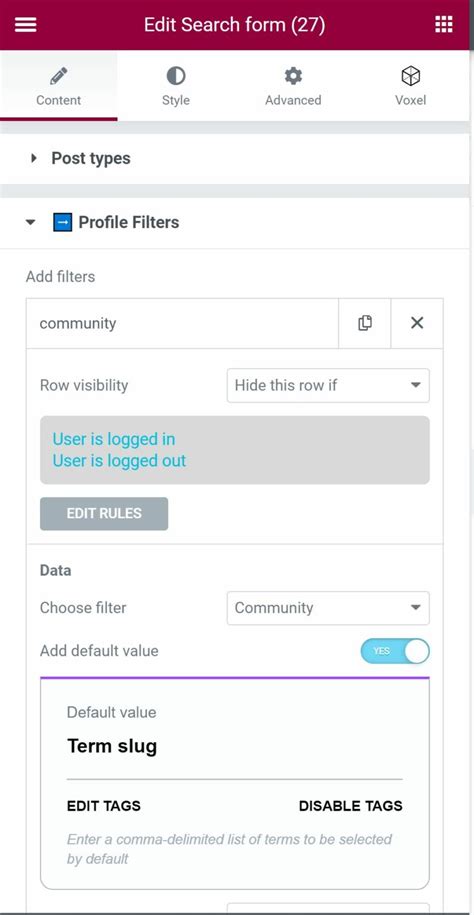 Hide Filter Row Voxel