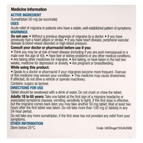 Chemists Own Acute Migraine Relief Sumatriptan 50mg 2 Tablets