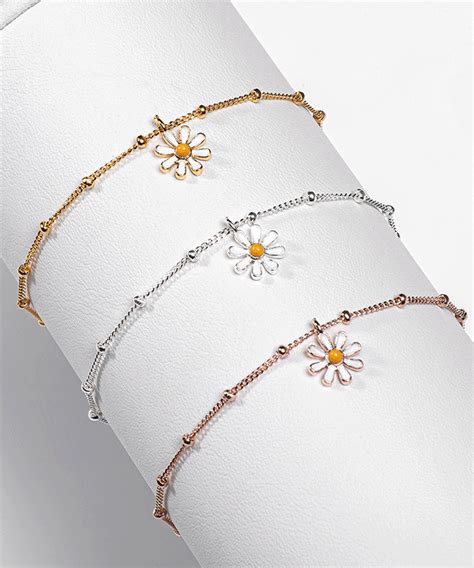 당일배송 14k 데이지 꽃 볼체인 팔찌 925실버 에이블리