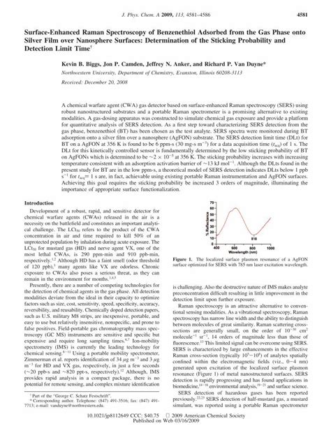 Pdf Surface Enhanced Raman Spectroscopy Of Benzenethiol Adsorbed From The Gas Phase Onto