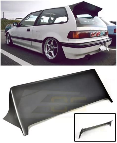 For 88 91 Honda Civic Ef9 Js Style Rear Roof Wing Spoiler Brake