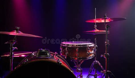 Drums And Drum Set Beautiful Blue And Red Background With Rays Of