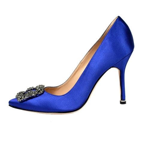 New Manolo Blahnik Carrie Bradshaw Blue Satin Shoes Lanza Heels In Box