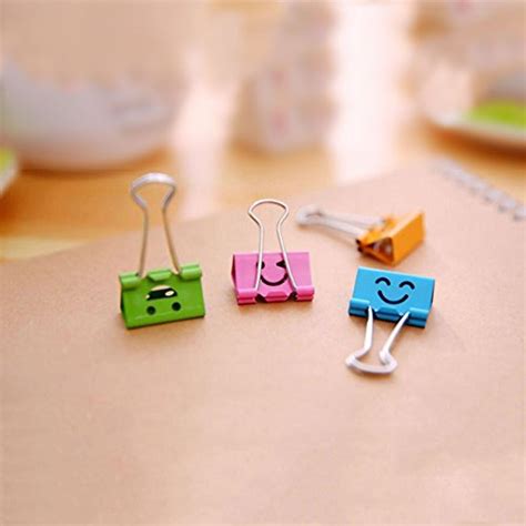 Coideal Smiling Face Binder Clips Medium 48 Pcs 1 Inch Smiley Want