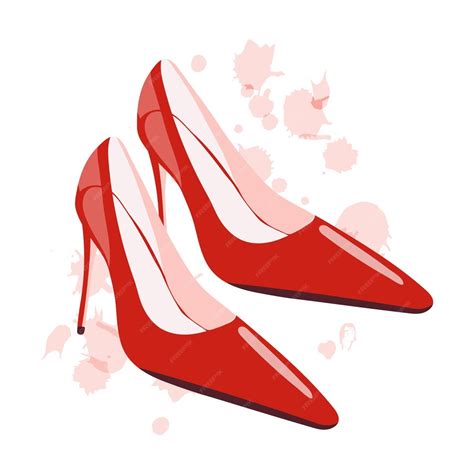 Sapatos Glamourosos Femininos Vermelhos Em Um Fundo Aquarela