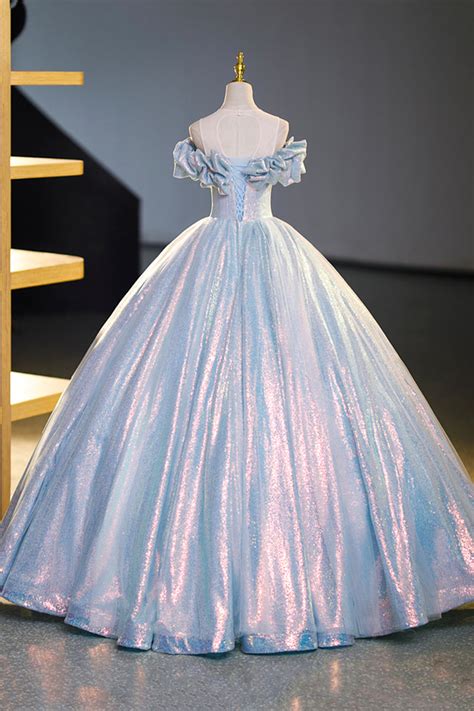 Sparkling Tulle Sequins Long Floor Length Formal Dress Beautiful Off