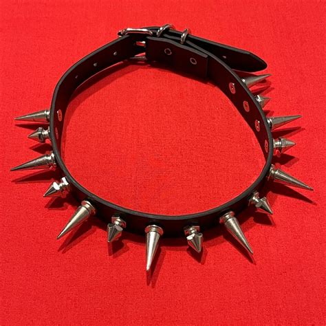 Goth Choker With Spikes Etsy