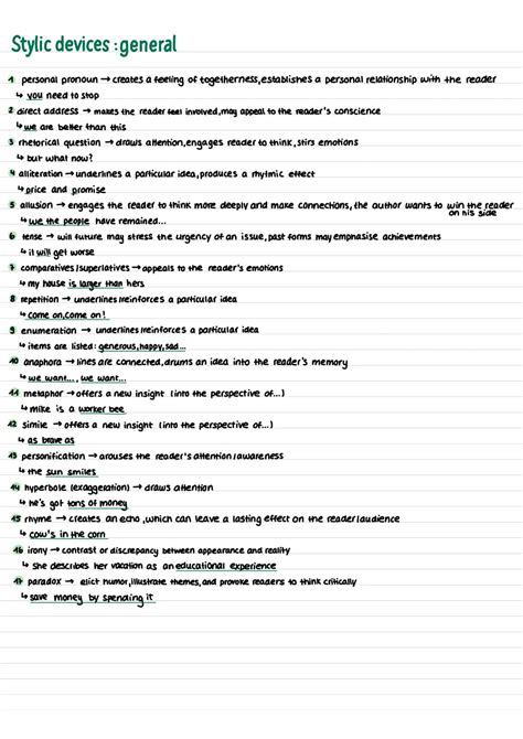 Stylistic Devices Examples Analysis And Effects Englisch Als Pdf Knowunity
