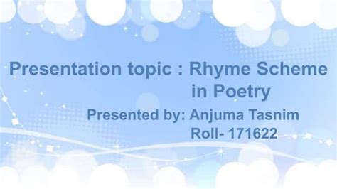 Rhyme Scheme In Poetry Ppt