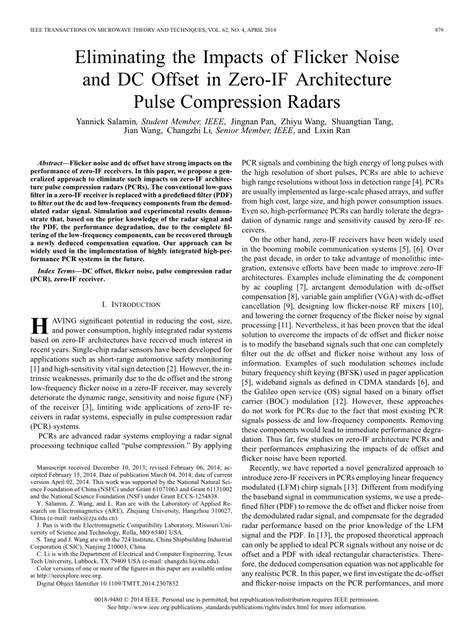 Pdf Eliminating The Impacts Of Flicker Noise And Dc Offset In Zero If